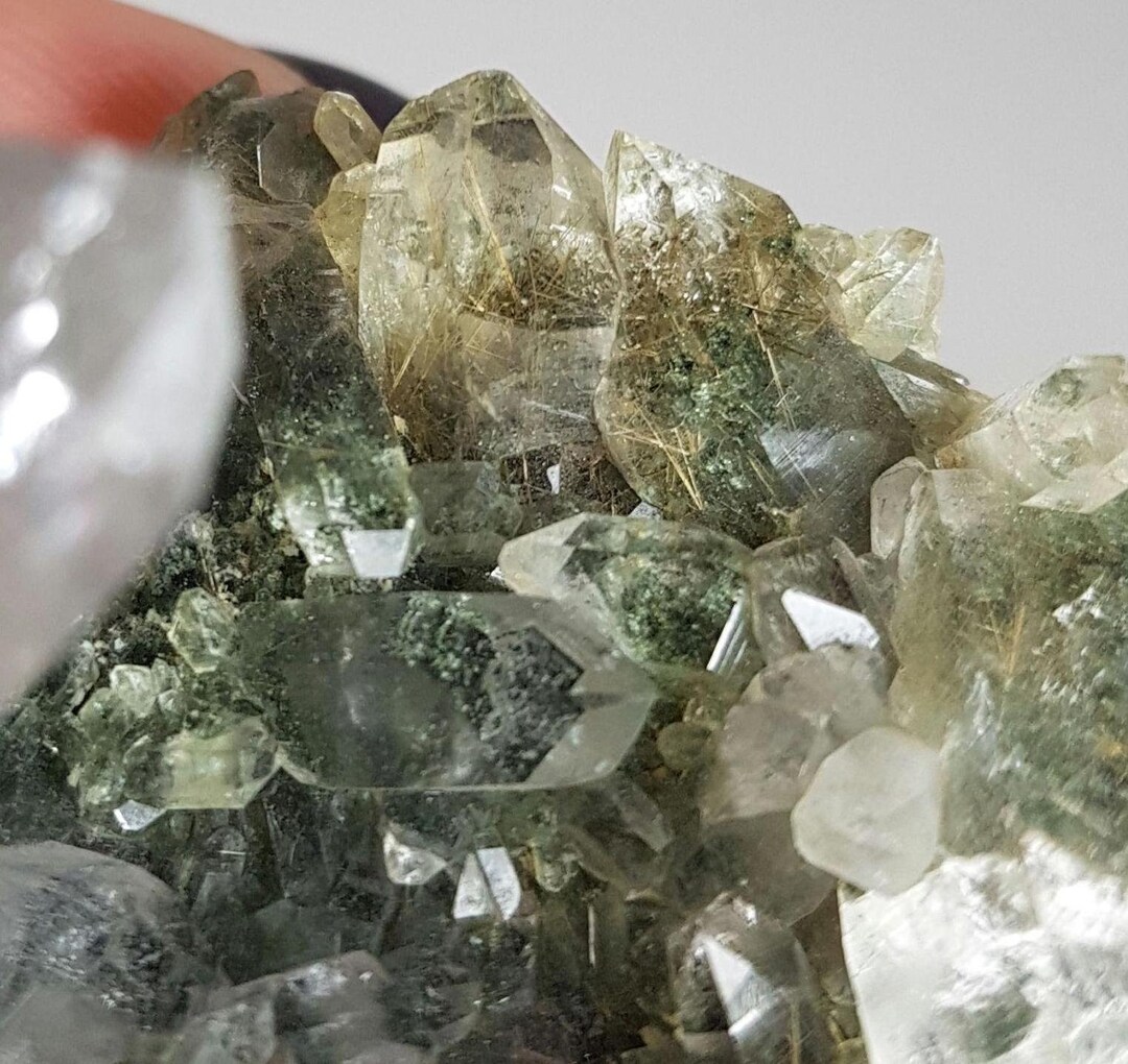 Himalayan Quartz Cluster With Gold Rutile and Green Chlorite / Raw ...