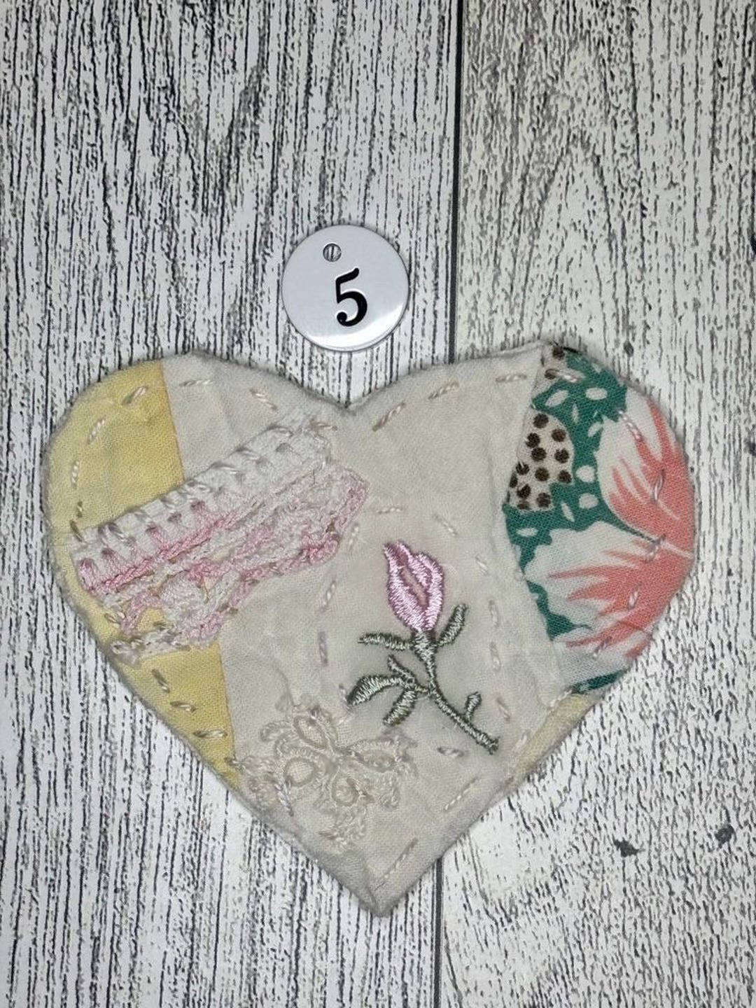 Handcrafted 3x3 Vintage Quilt Heart Patch With Collage – Sew-on Accent ...
