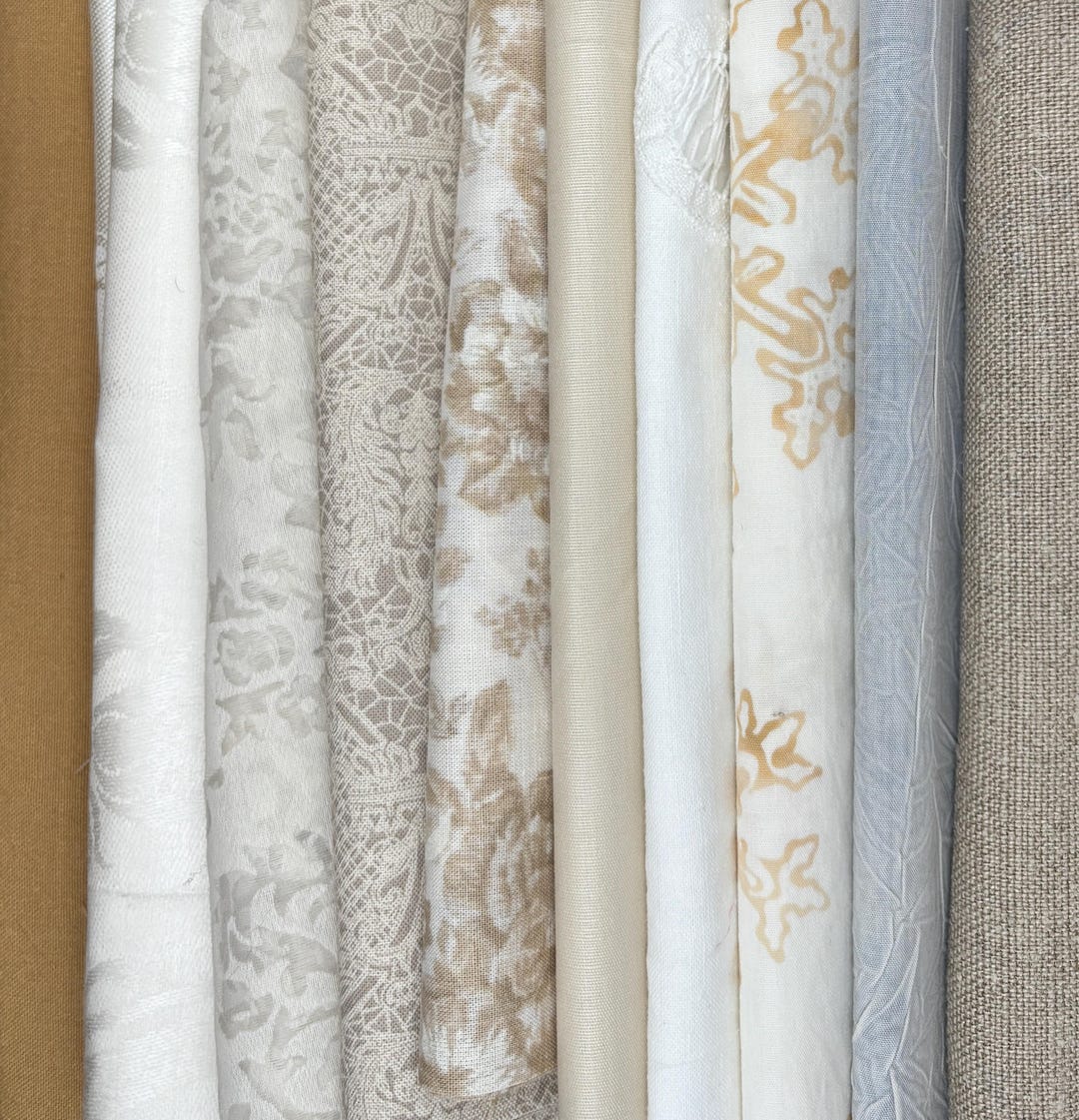 Curated Neutral Fabric Scrap Pack: Reclaimed Linen, Lace & Cotton ...