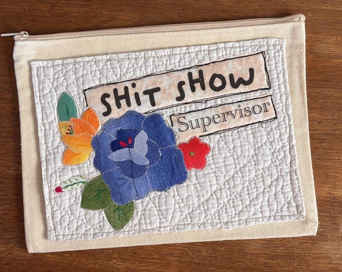 Sassy Free Motion Quilted Canvas Pouch With Quirky Quotes / Upcycled ...