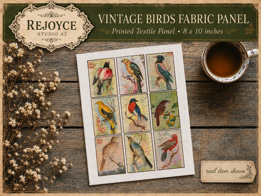 Printed Fabric Panel | Cotton | Birds | Textile Collage & Slow Stitch ...