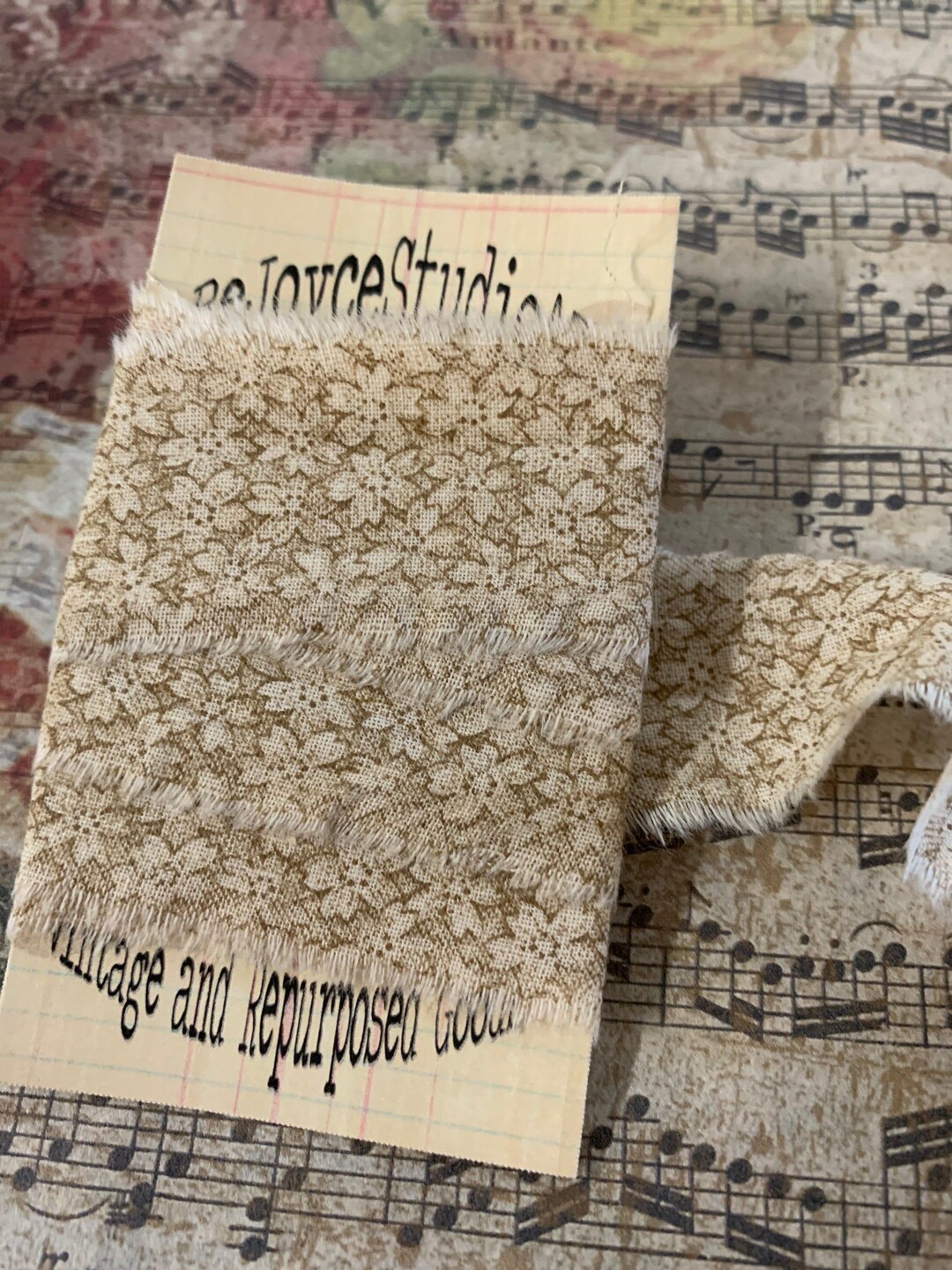 Hand-torn Fabric Strip | 3" X 36"+ Upcycled Textile | Vintage-inspired ...