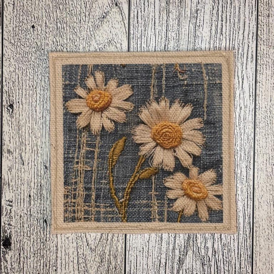 Jean Patch. BOHO Faux Embroidery Daisy, Denim Repair. Iron On. BOHO ...
