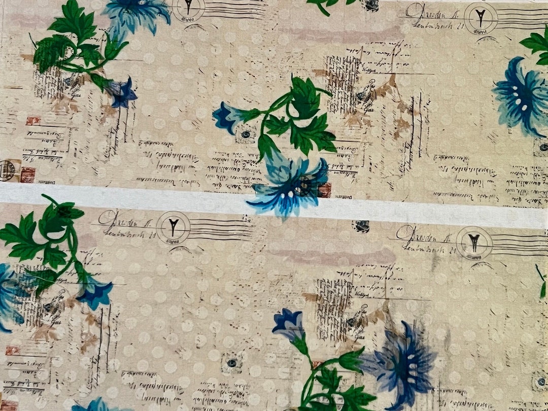 Vintage Handwriting Text Retro Text Craft and Quilt Cotton Fabric ...