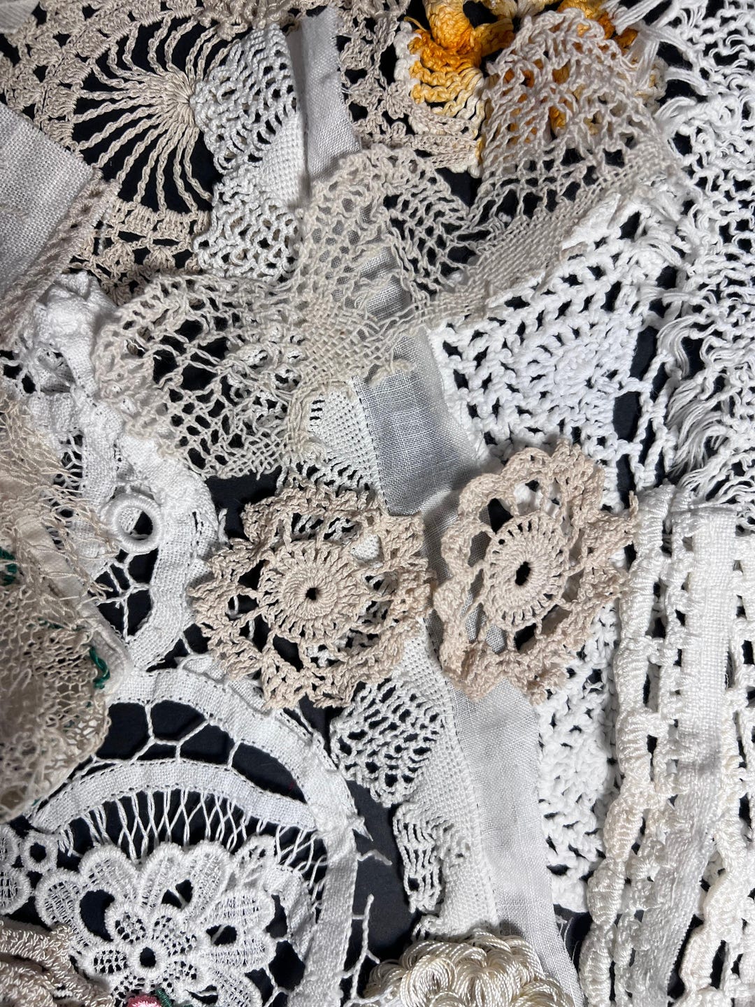 Curated Crochet Lace Snippets – Textile Collage Supply Package - Etsy