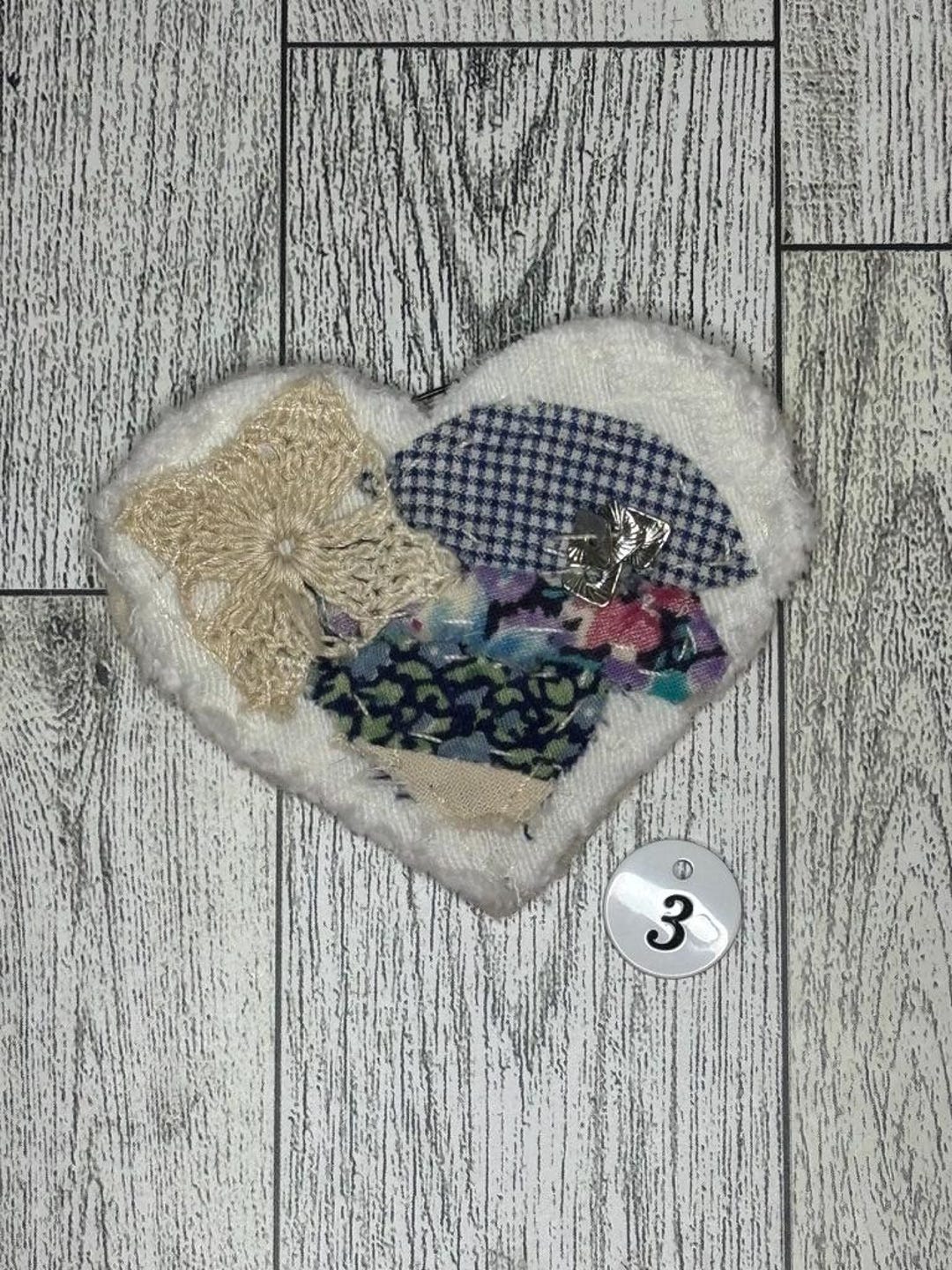 Handcrafted 3x3 Vintage Quilt Heart Patch With Collage – Sew-on Accent ...