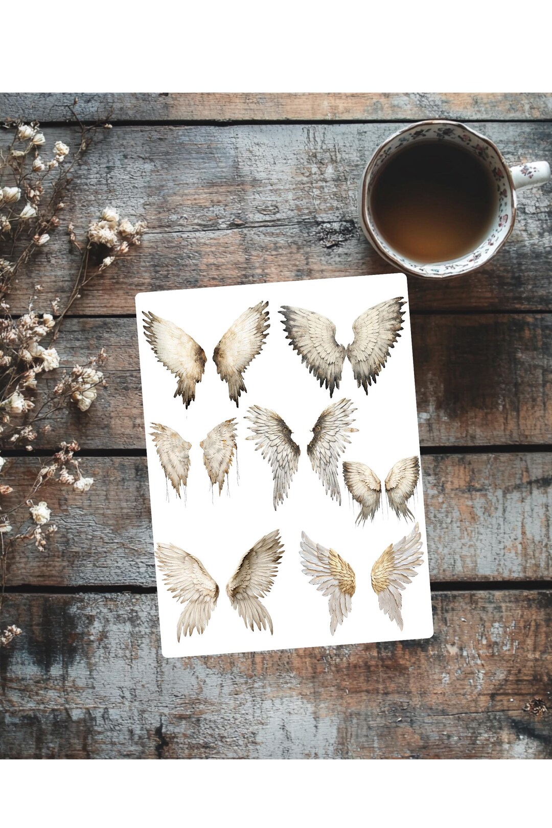 153 Wings Printed on Fabric, Unique, Supply for Mixed Media Art, Junk ...