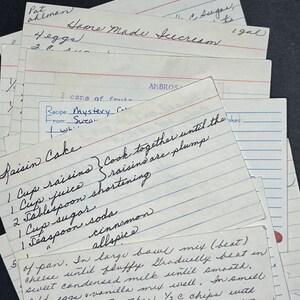 Vintage Handwritten Recipe Cards 25 Random Cards: Typewritten Recipe ...