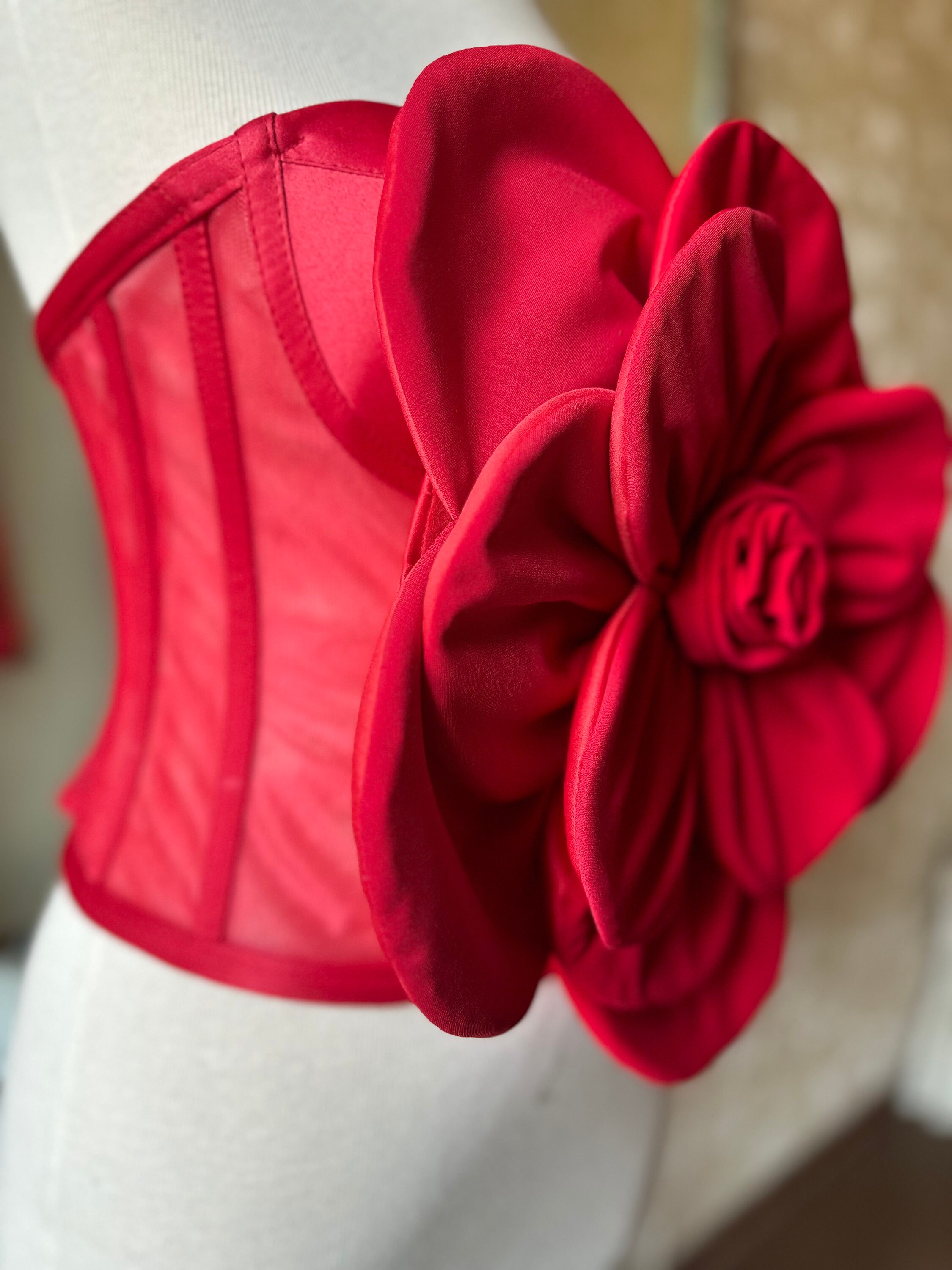 Extra Large Size Red Color Fabric Flower Brooch Oversized Shoulder With ...