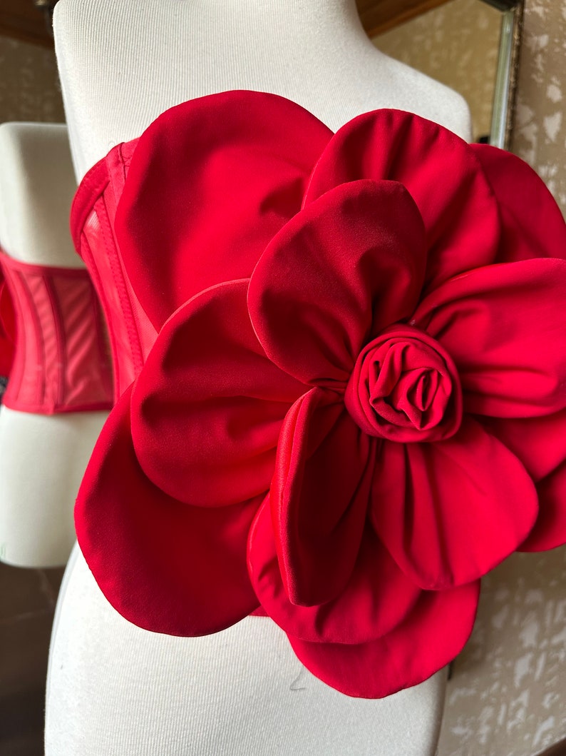 Extra Large Size Red Color Fabric Flower Brooch Oversized Shoulder With ...