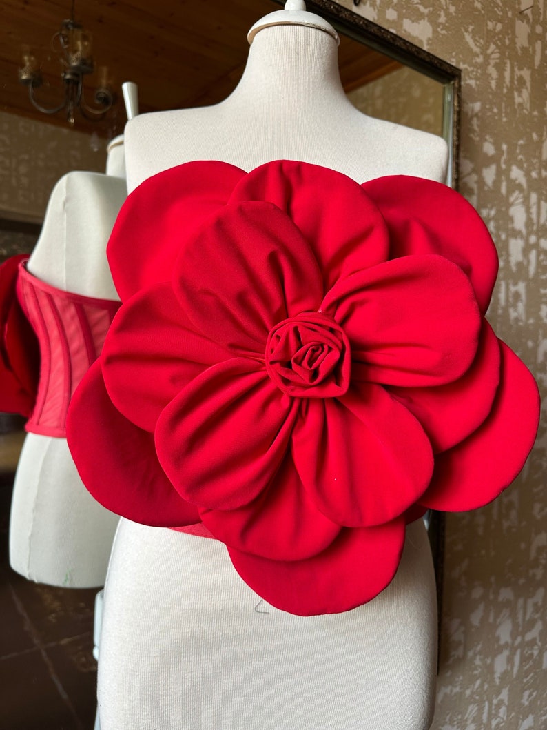 Extra Large Size Red Color Fabric Flower Brooch Oversized Shoulder With ...