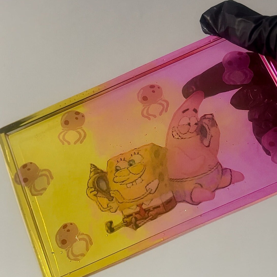 Square Spongebob Handmade Epoxy Resin Rolling Tray - Etsy