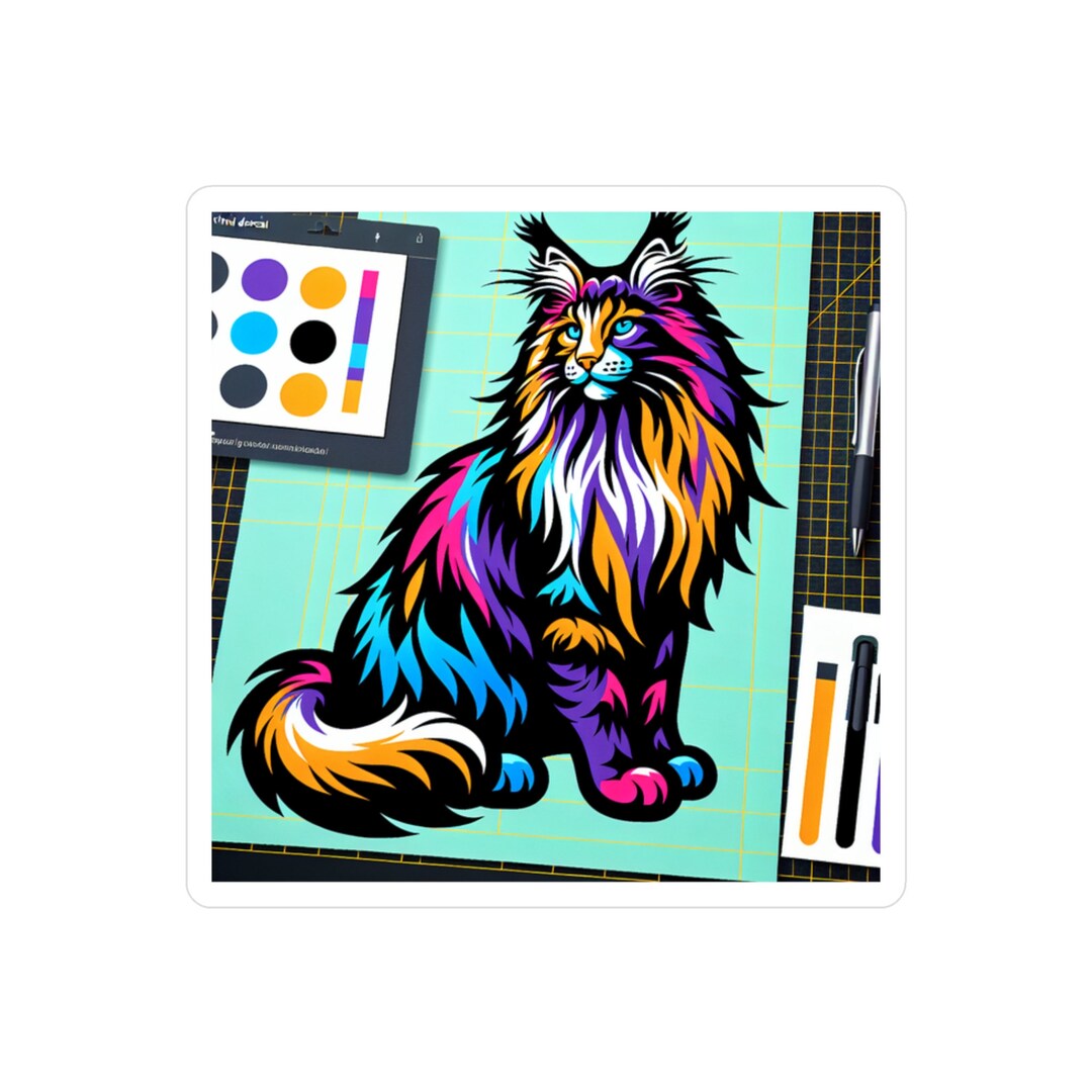 Isabella Verrocchio Playful Maine Coon Stencil Art Vinyl Decals - Etsy