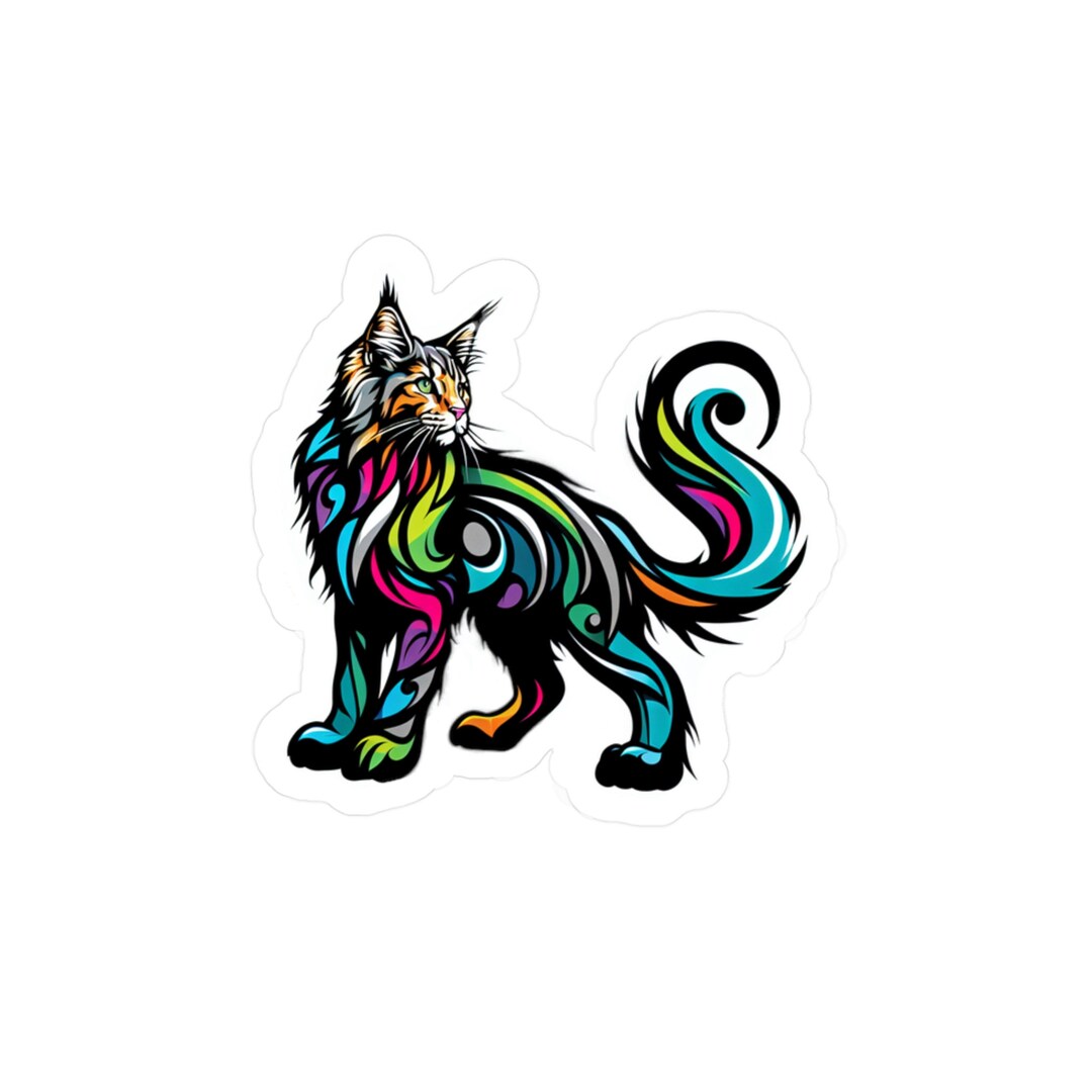 Isabella Bartolomeo - Vibrant Graffiti Maine Coon Vinyl Decals - Etsy
