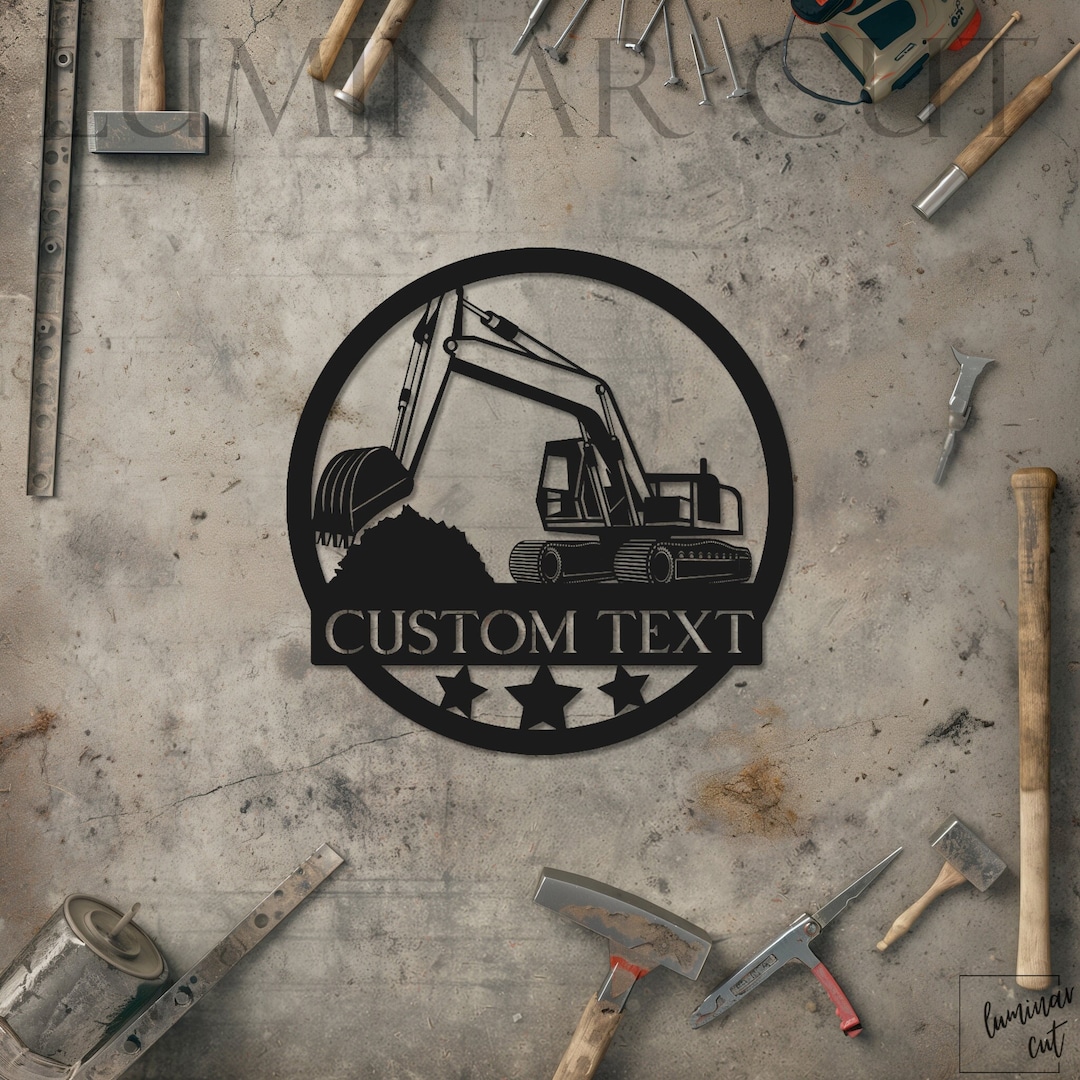 Personalized Excavator Sign • Custom Backhoe Loader Wooden Wall Art ...
