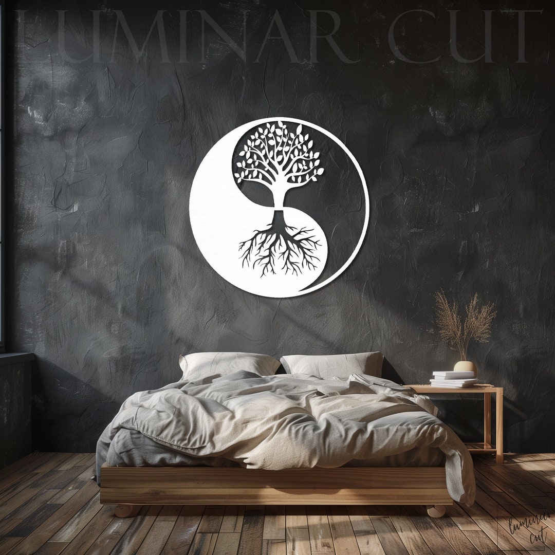 Ying Yang Tree of Life Wood Wall Art • Mandala Wooden Sign • Handmade ...