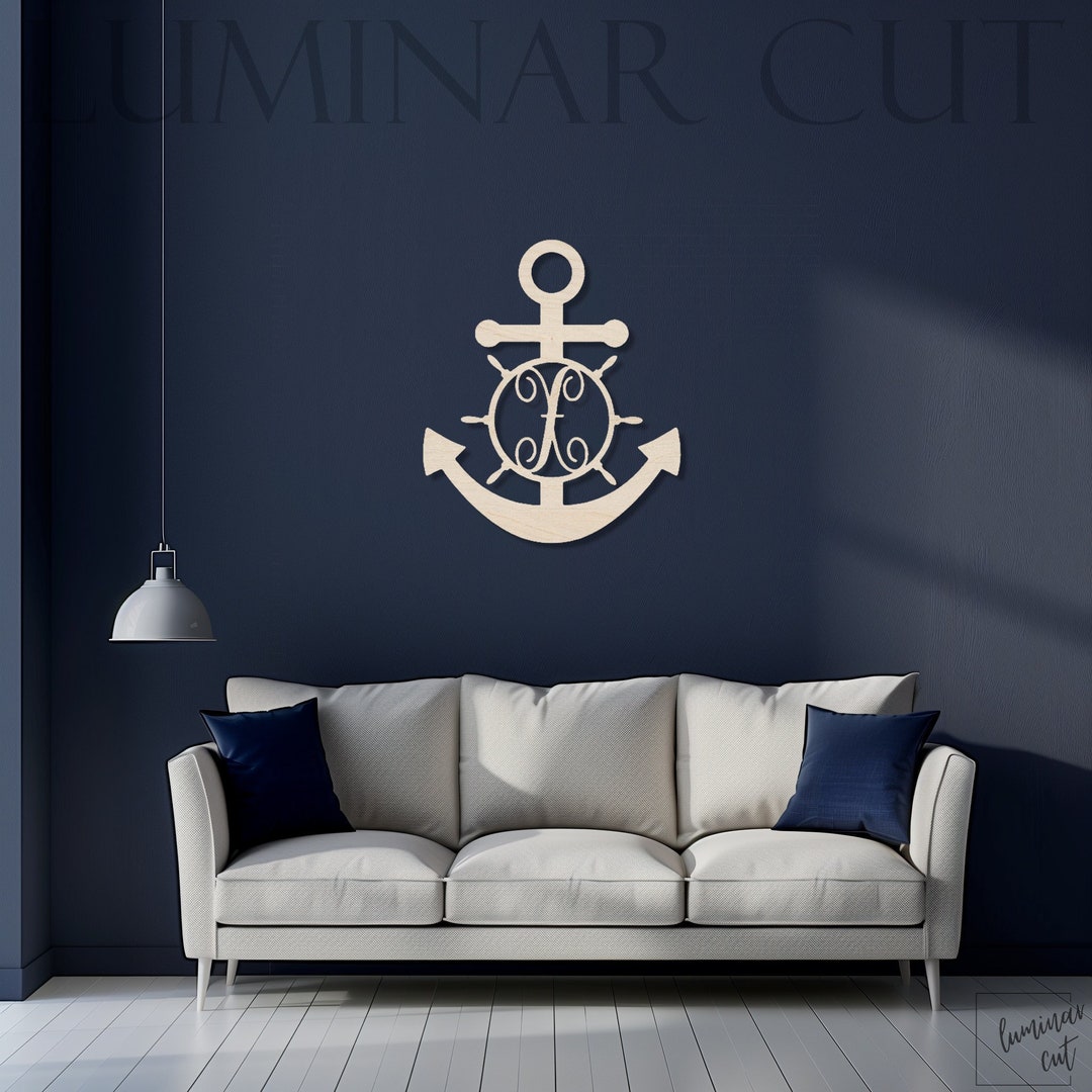 Custom Monogram Nautical Wood Sign • Captain Letter Plywood Decor ...