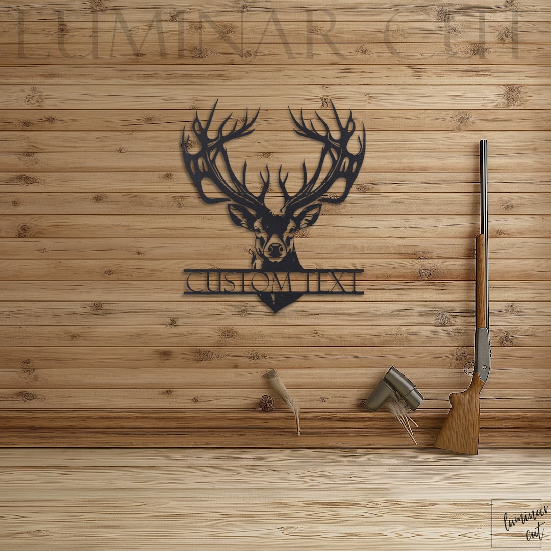 Personalized Wood Hunting Sign Custom Deer Head Wooden Wall Art Deer ...