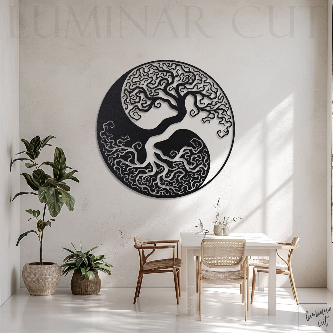 Ying Yang Tree of Life Wood Wall Art • Mandala Wooden Sign • Handmade ...