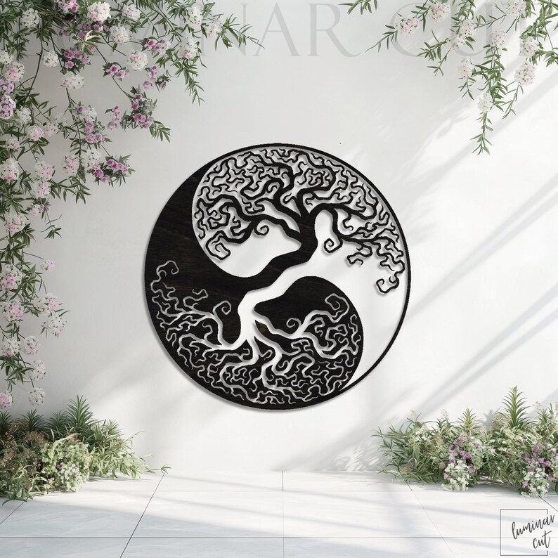 Ying Yang Tree of Life Wood Wall Art • Mandala Wooden Sign • Handmade ...