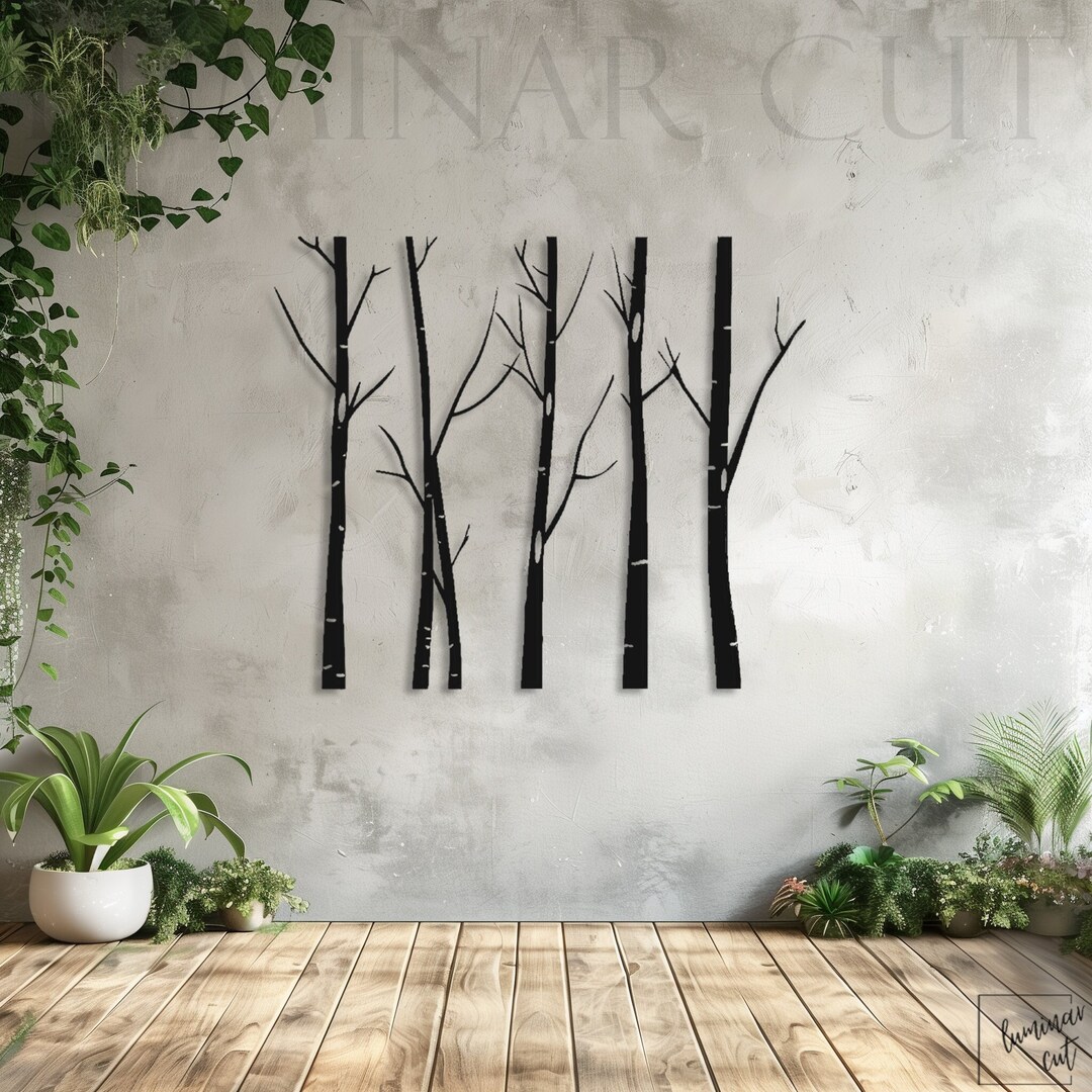 Set of 5 Trees Wood Sign • Custom Decorative Wooden Wall Art • Tree ...
