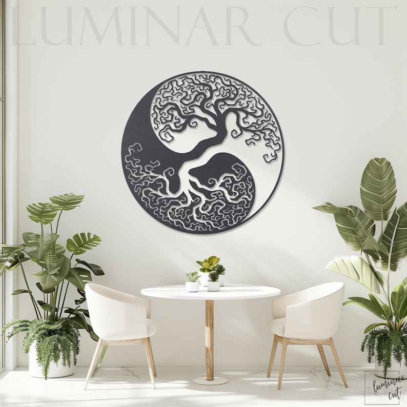 Ying Yang Tree of Life Wood Wall Art • Mandala Wooden Sign • Handmade ...