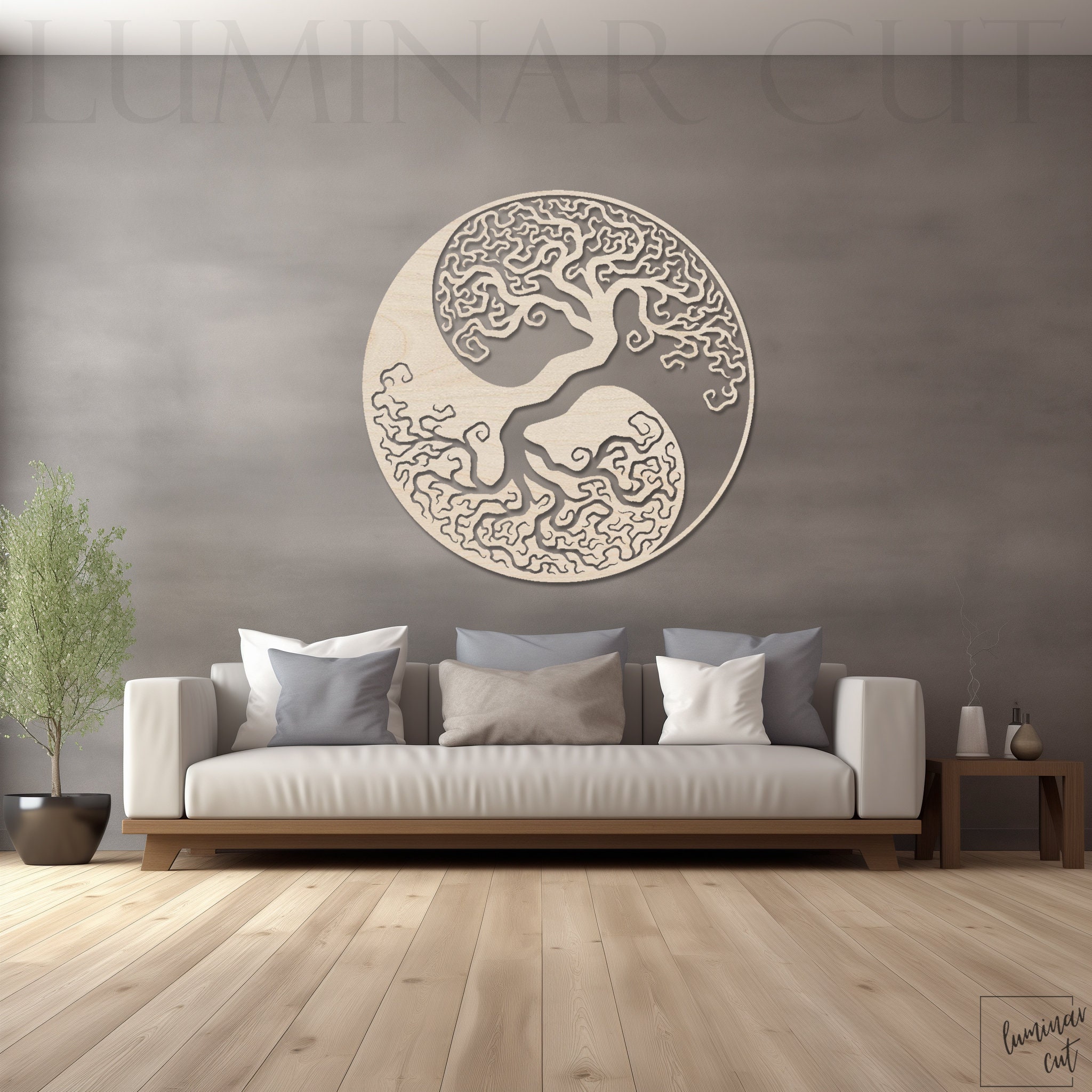 Ying Yang Tree of Life Wood Wall Art • Mandala Wooden Sign • Handmade ...