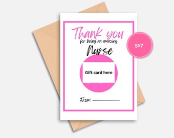 Nurse Appreciation Gift Card Holder, Printable Gift for Nurse, Nurse ...