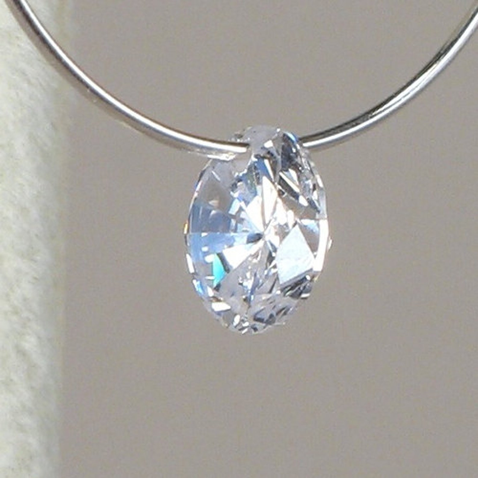 Floating Diamond Hoops Unique Bridesmaid Gift Idea Sterling | Etsy