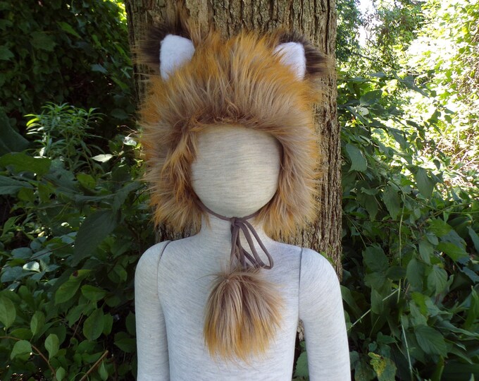 Furry Fox Hat Ears N Tail Kids 18-19.5 Head Fur Fox Animal Photo Prop ...