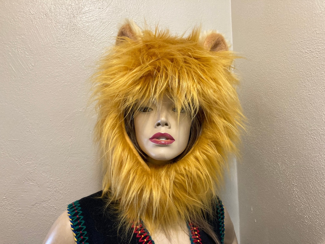 Furry Lion Hat Warm Halloween Game Hat Big Cat Costume Hat King of ...