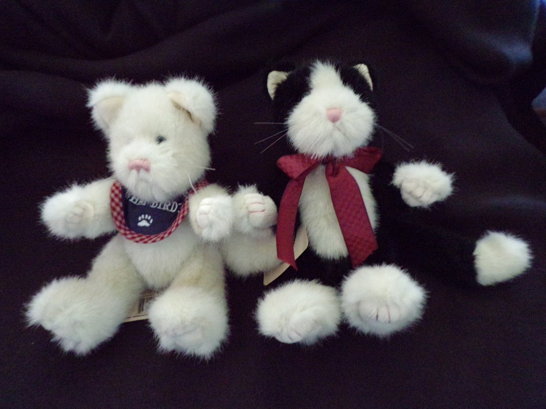 Boyds Bears Kitty Cat Lot 2 Plush White Black Tuxedo Tan Tag Doll ...