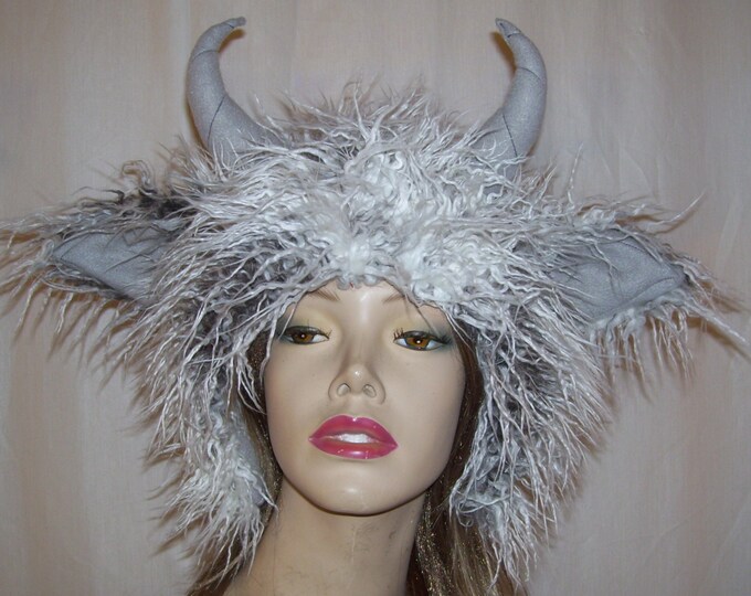 Furry Goat Hat Horn Curly Fur Hat Wild Thing Monster Fur Hat Birthday ...