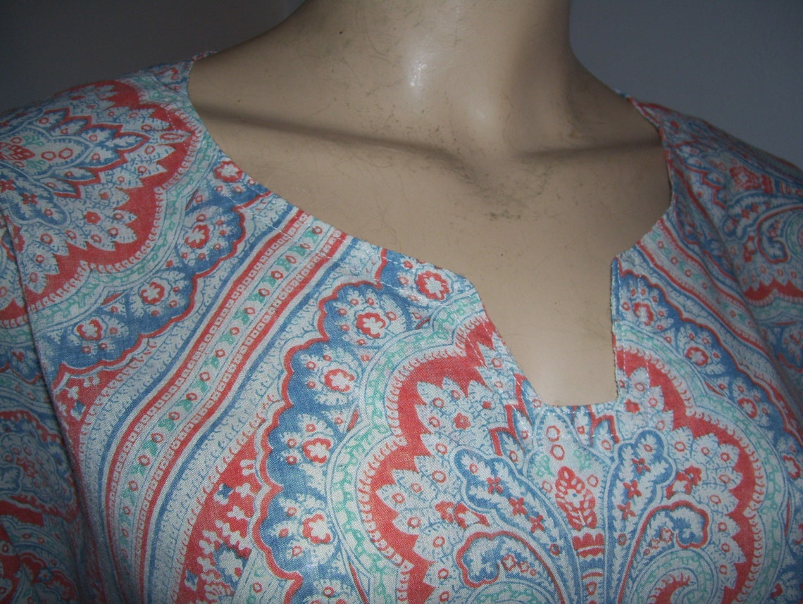 Bohemian Goddess Sheer Paisley Bandana Vintage Dashiki Caftan | Etsy