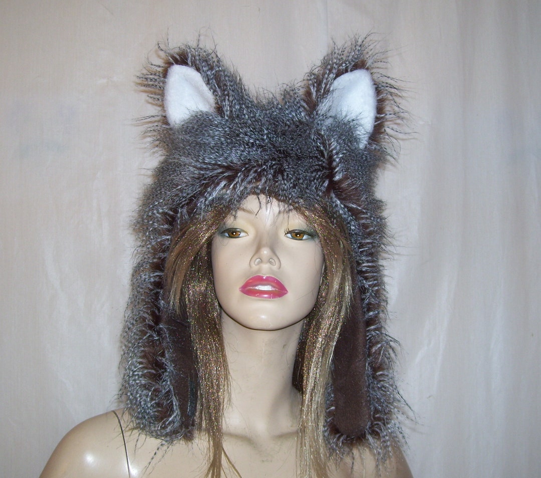 Ready to Ship Wolf Pack Hat Furry Hood Brown Fox Owl Faux Fur Ears Warm ...