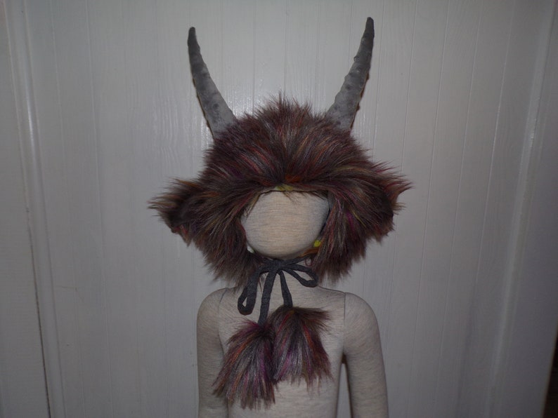Furry Wild Thing Hat Horn Fur Hat Monster Creature Hat - Etsy