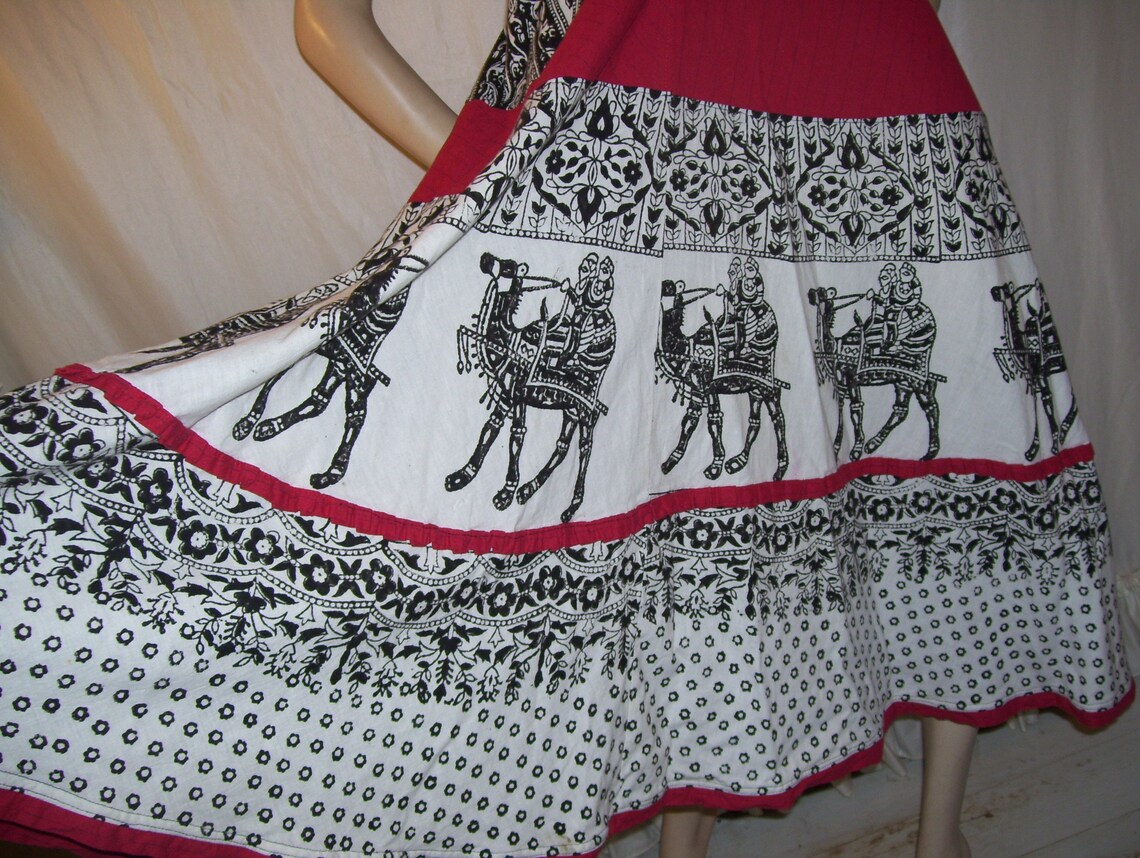 India Batik Sundress OOAK Hippie Dress Camel Ride Block Print - Etsy