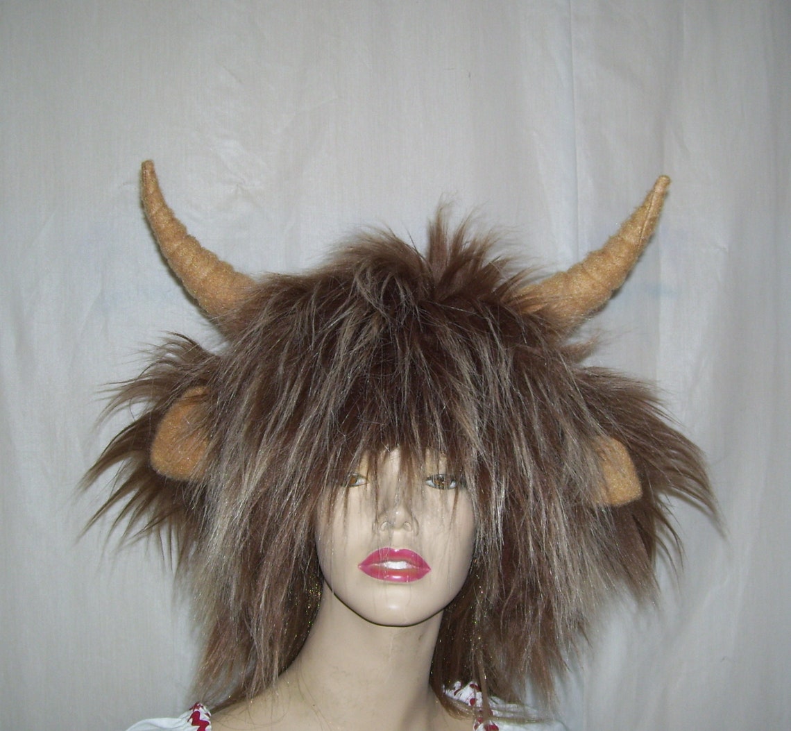 Highland Cow Hat Wild Thing Beast Hat Fur Horned Halloween - Etsy