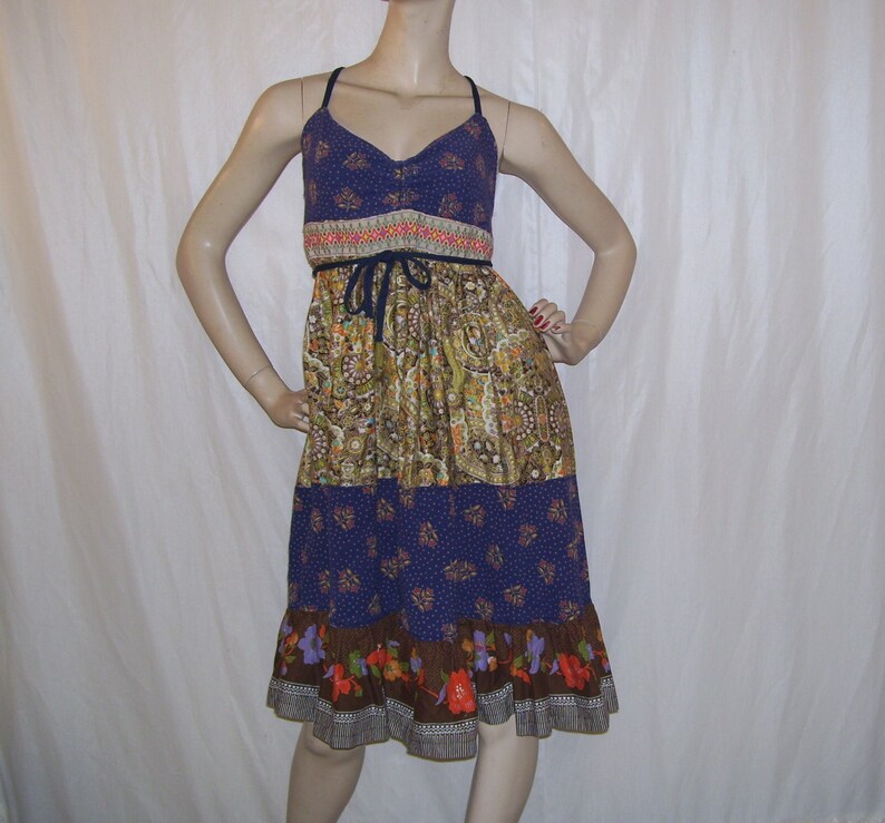 Hippie Sundress Patchwork OOAK Bohemian Boho Strappy Dress - Etsy