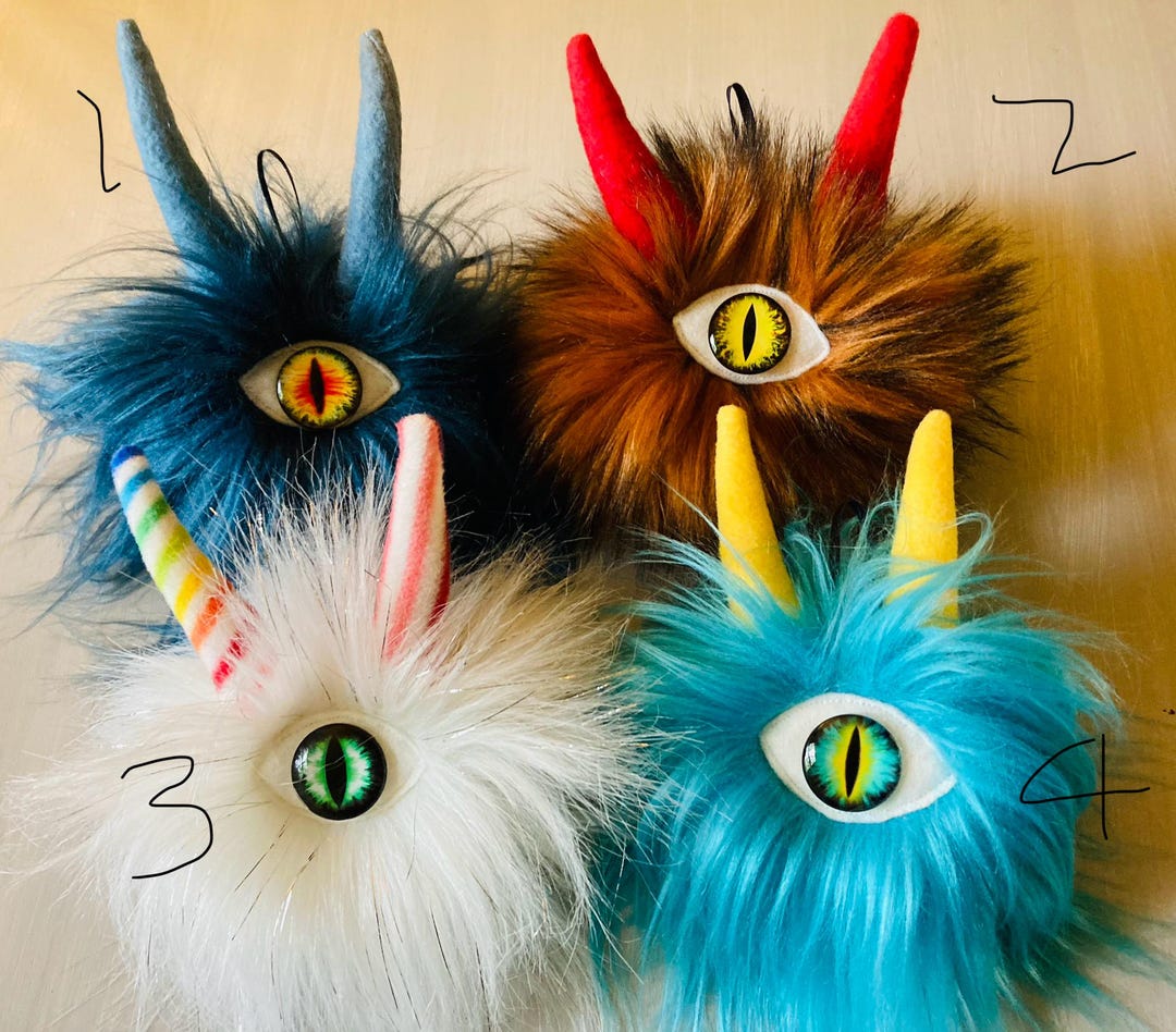 Handmade Cyclops Ornament Plushie Multicolored One Eye Horn Ornaments ...