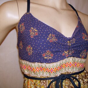 Hippie Sundress Patchwork OOAK Bohemian Boho Strappy Dress Cotton India ...