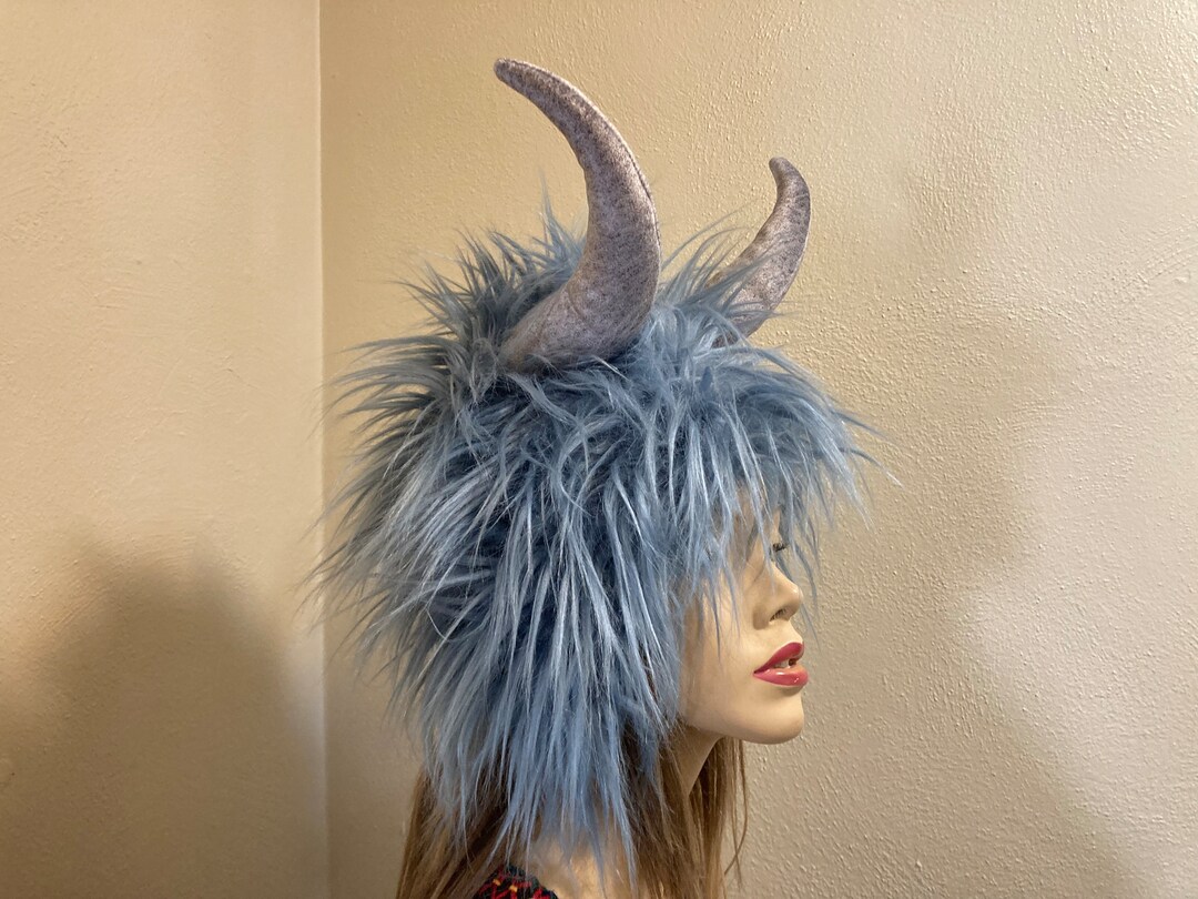 Ice Blue Monster Horn Hat: Furry Costume, Adult Unisex - Etsy
