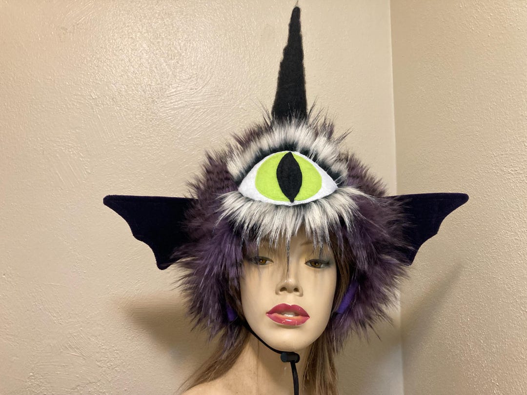 Purple People Eater Hat: One Eye Monster Faux Fur Head Piece - Etsy