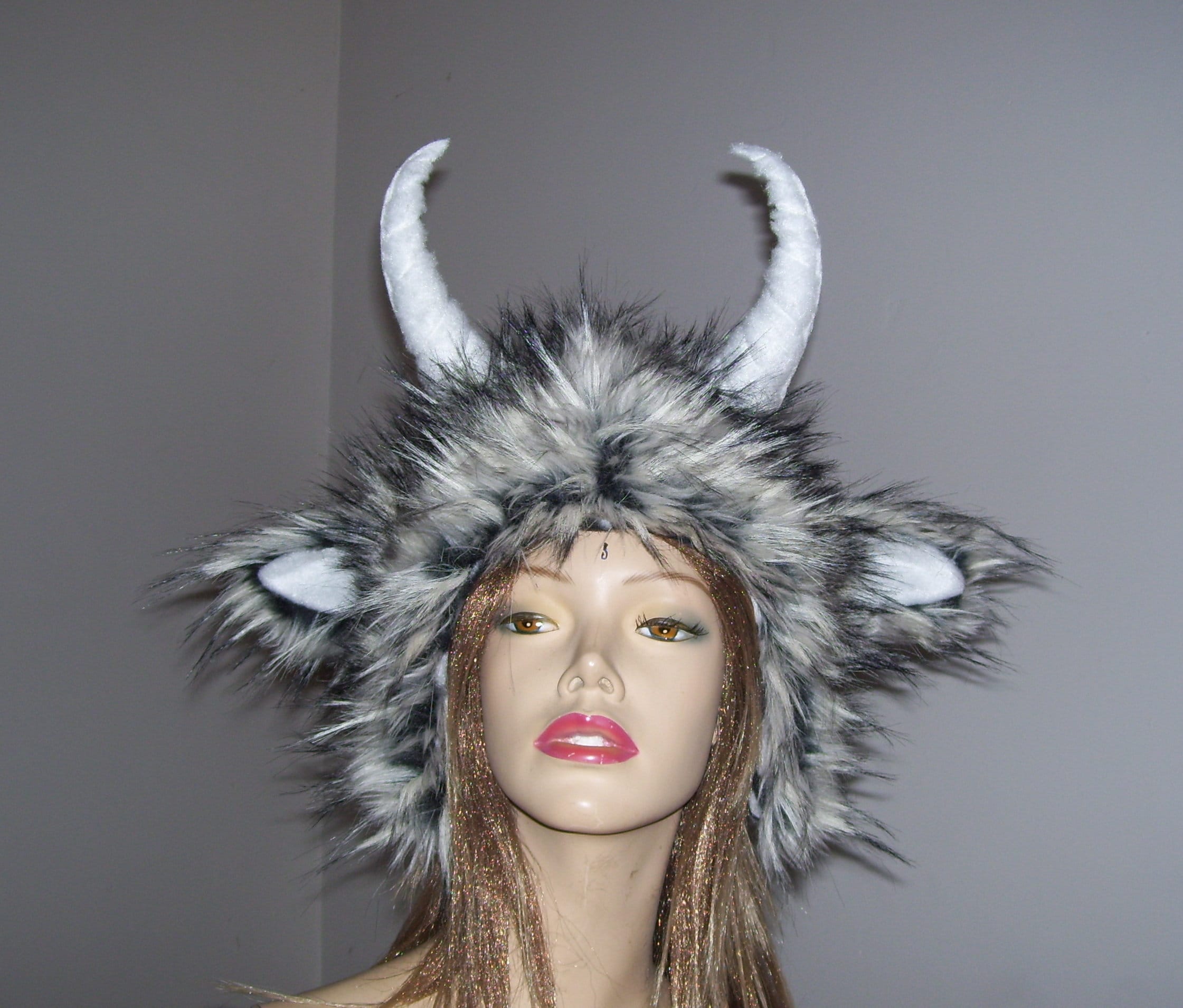 Monster Horn Fur Hat Halloween Costume Wild Thing Head Piece | Etsy