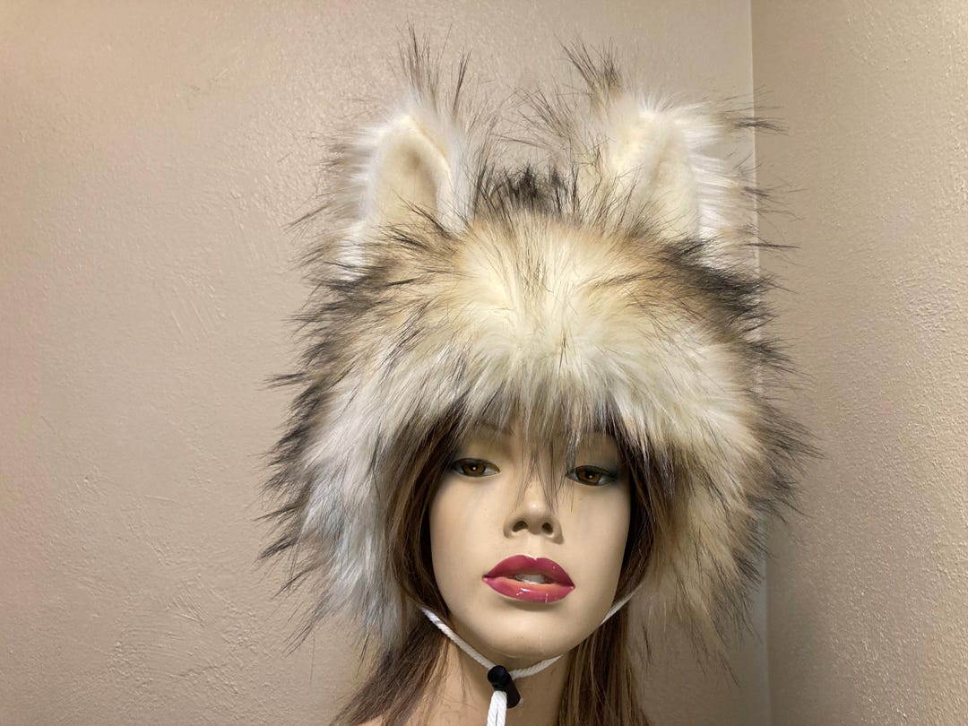 Faux Fur Wolf Head Piece: Big Ears Costume Hat - Etsy