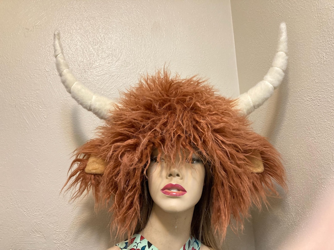 Faux Fur Highland Cow Hat: Horned Halloween Costume Headpiece - Etsy