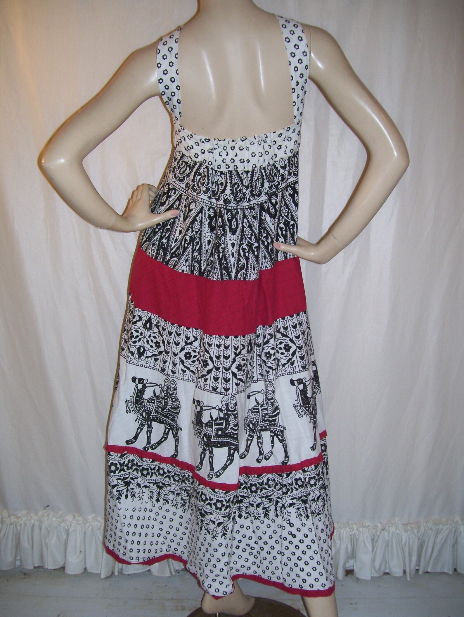 India Batik Sundress OOAK Hippie Dress Camel Ride Block Print - Etsy