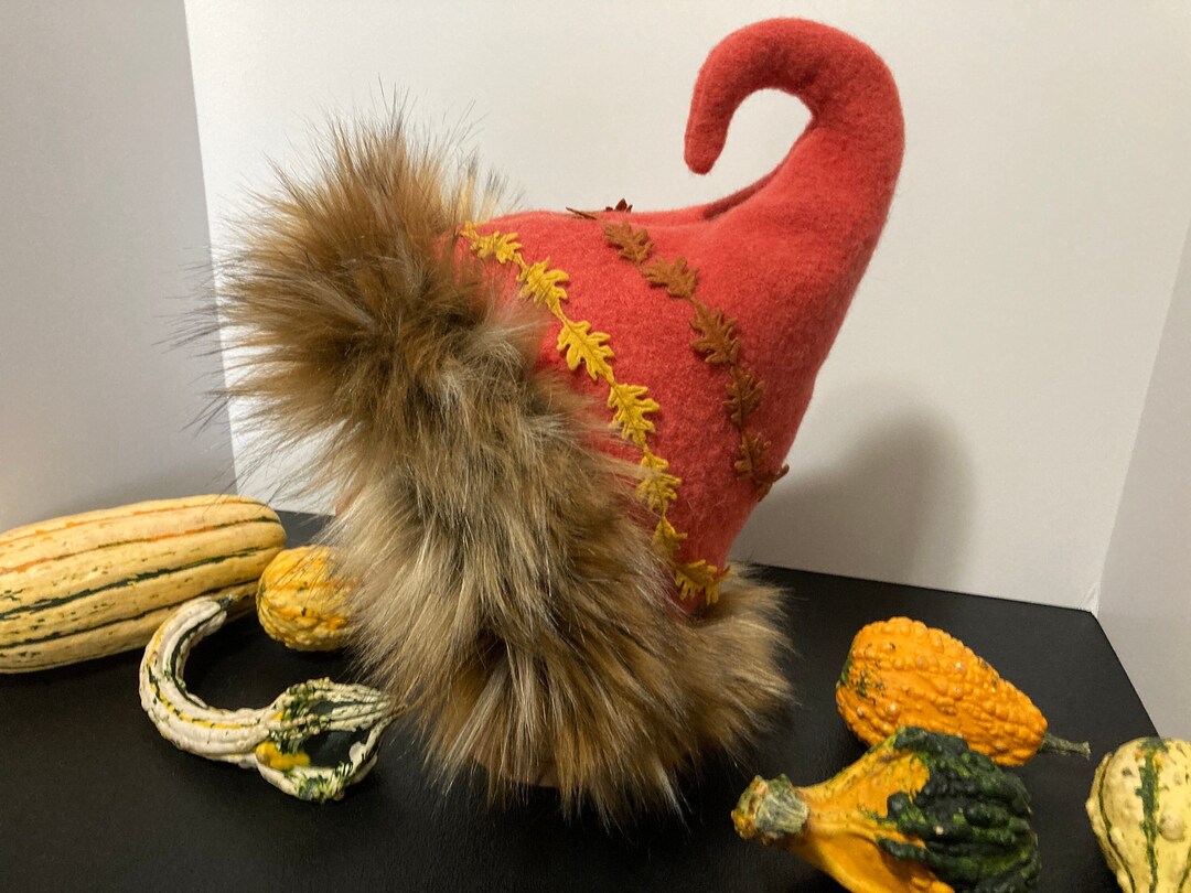 Wool Fur Pixie Hat Elf Upcycled Furry Fall Hat Adult Teen OOAK Ren ...