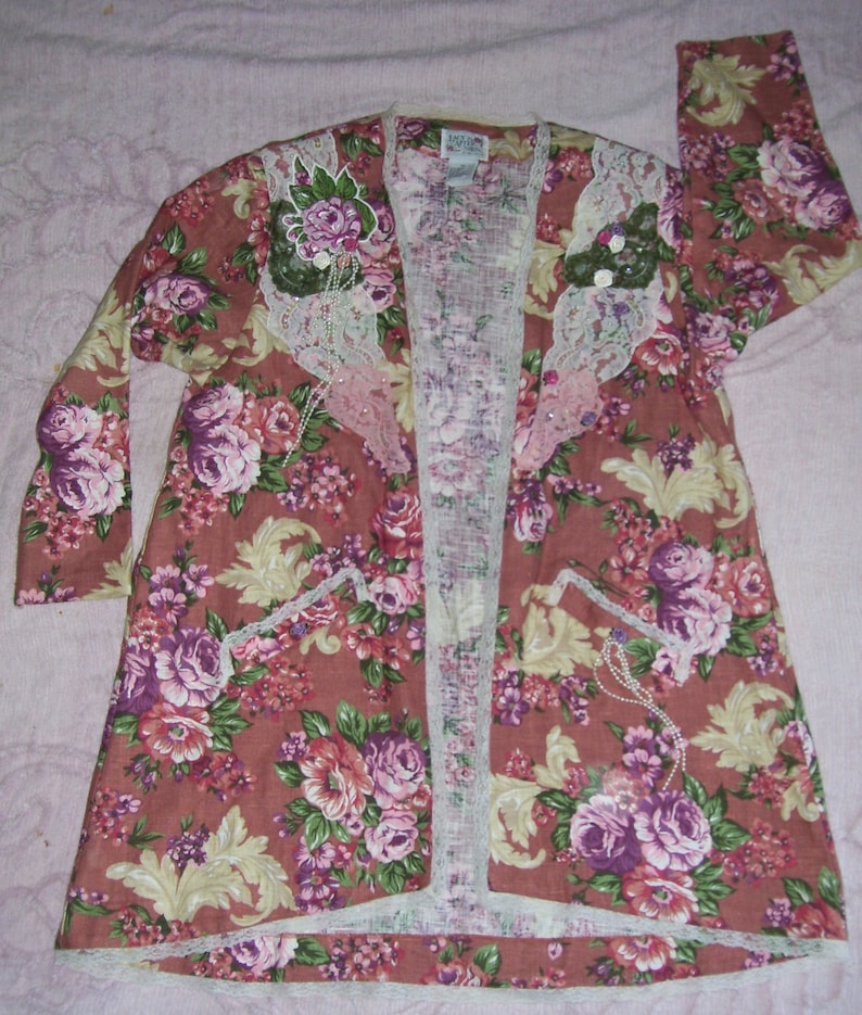 Floral Duster Lace Applique Sequins Pearls Aline Duster Chic - Etsy