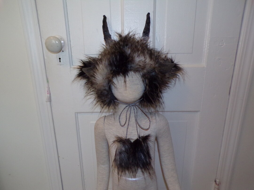 Ready to Ship Krampus Kids Hat Wild Furry Horn Fur Hat Monster Black ...